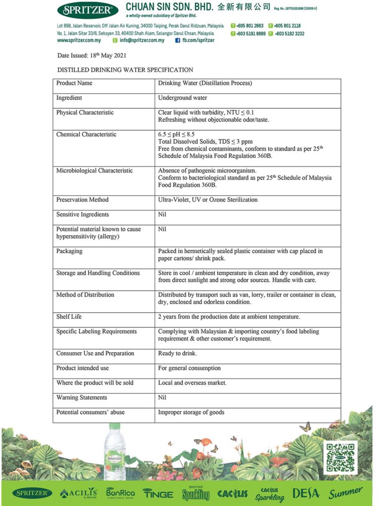 Spritzer Distilled Water 9.5L X 2 Promo – Yee Lee | Oils & Foodstuffs