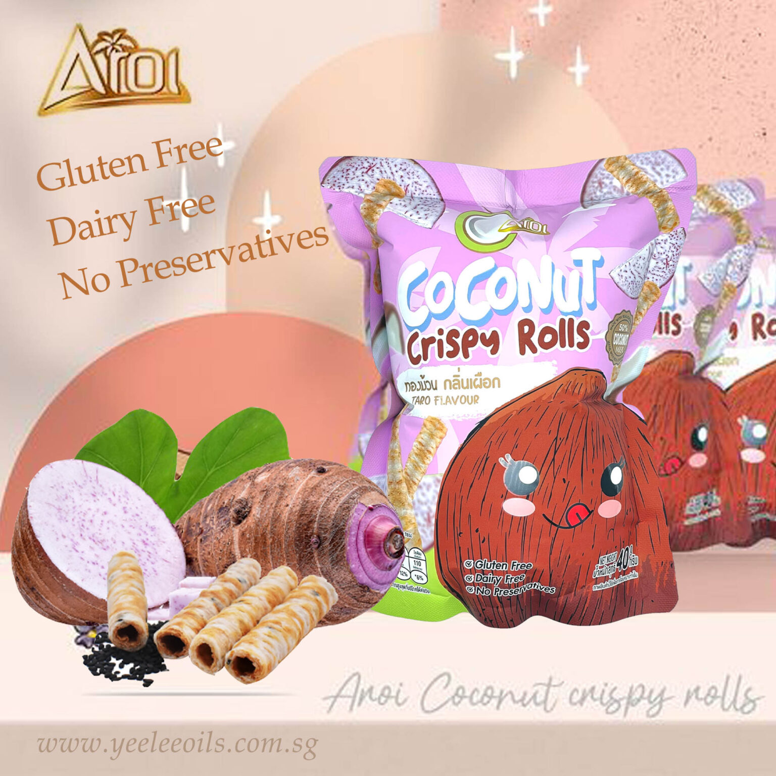 AROI Coconut Rolls- Original 40g🌴 *Promo! – Yee Lee | Oils & Foodstuffs